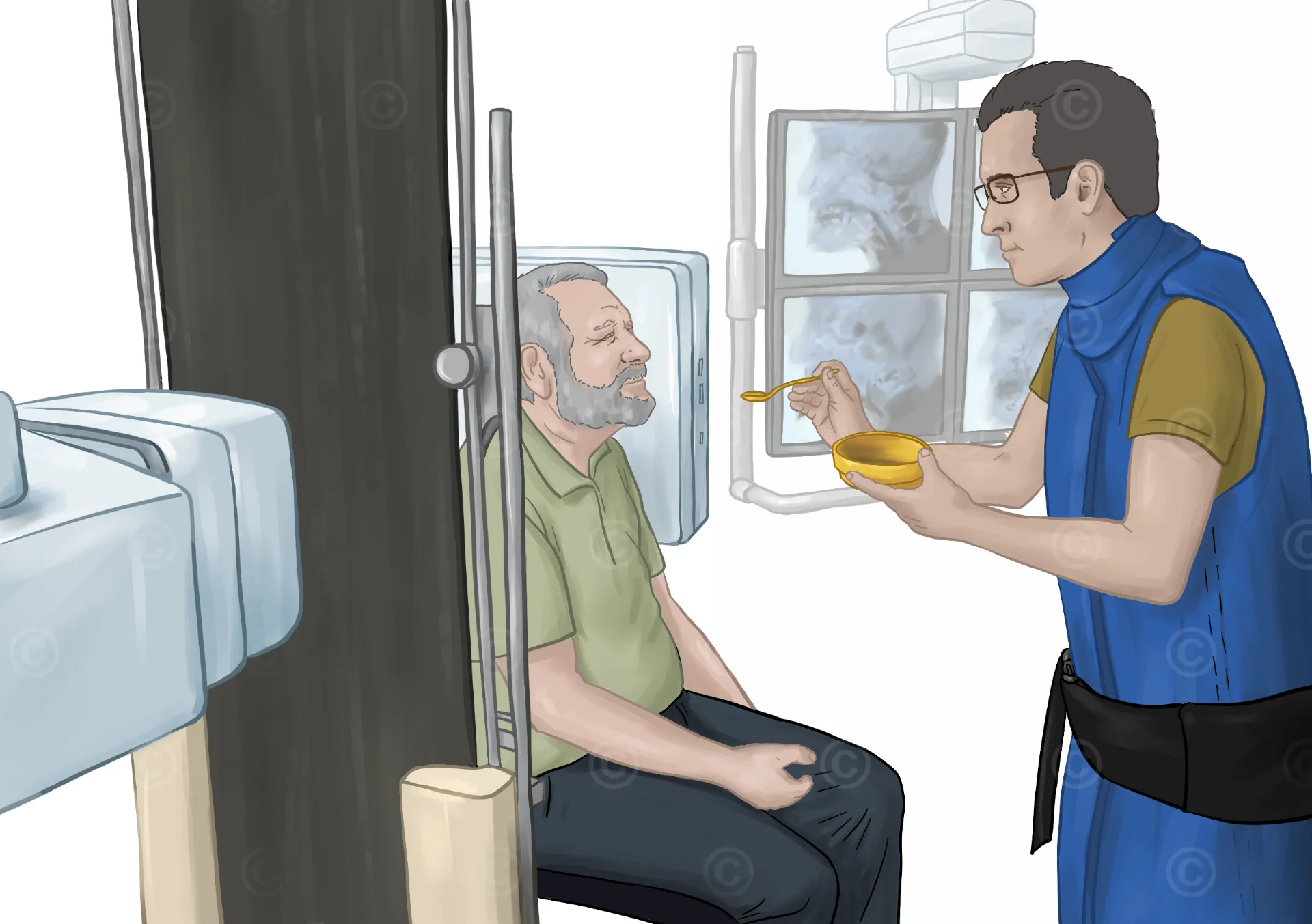 Illustration Videofluoroskopie des Schluckakts - MedicalGraphics